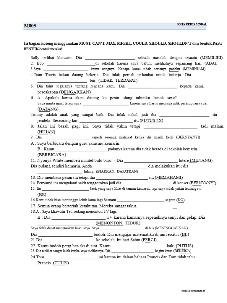 m005 Kata Kerja Modal Masa Lalu | PDF