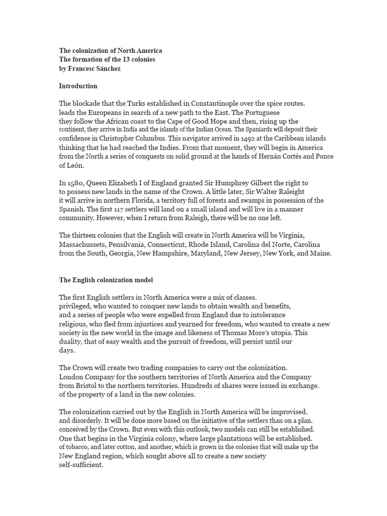 The Colonization of North America | PDF | European Colonization Of The ...