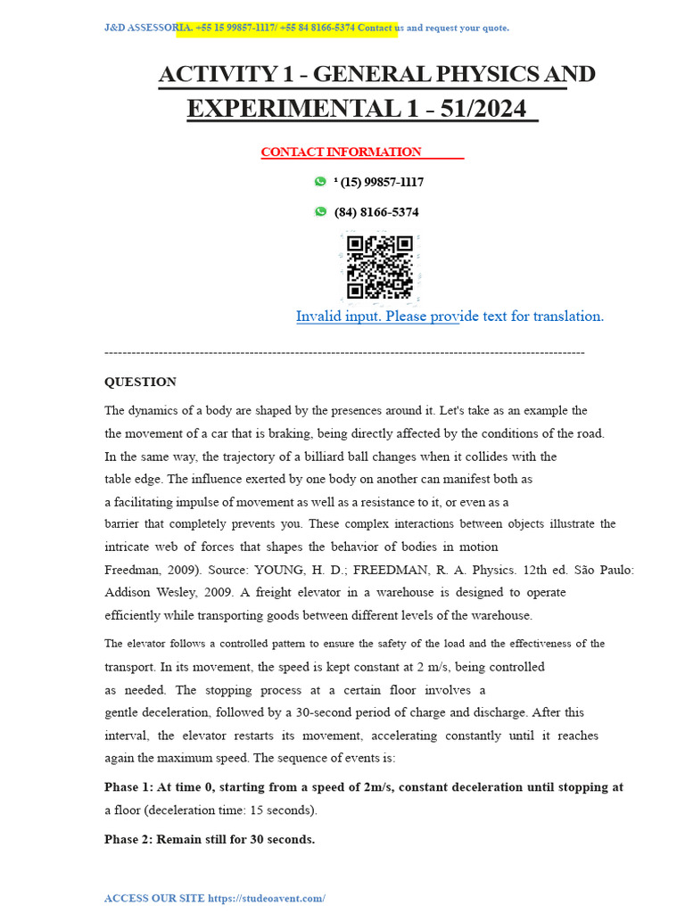 Activity 1 - General and Experimental Physics 1-51-2024 | PDF | Acceleration | Classical Mechanics