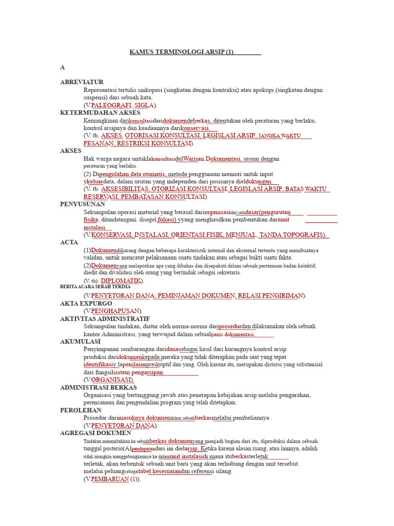 Kamus Terminologi Arsip Lengkap | PDF