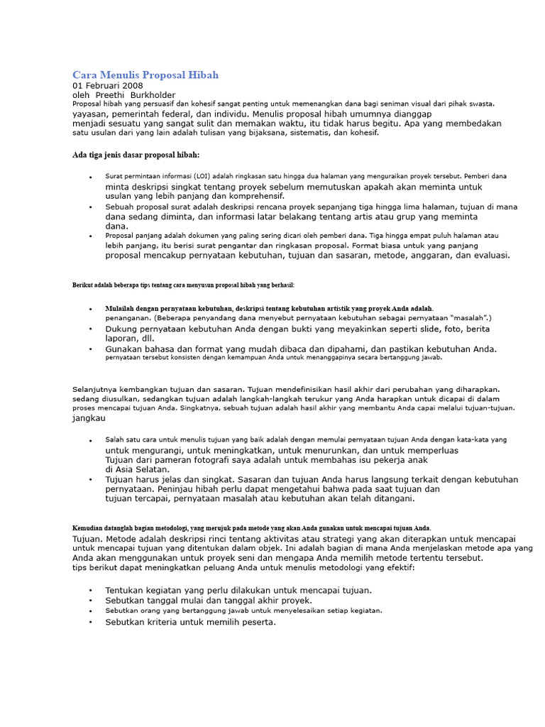 Panduan Menulis Proposal Hibah Efektif | PDF