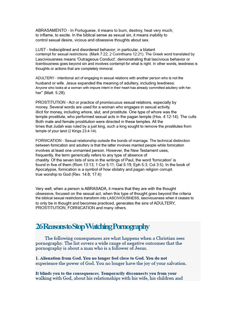 Sexual Immorality and Dangers of Social Media | PDF | Lust | Adultery