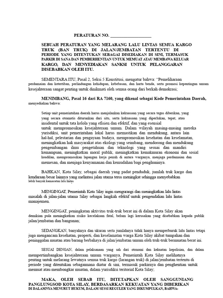 Peraturan Larangan Truk | PDF