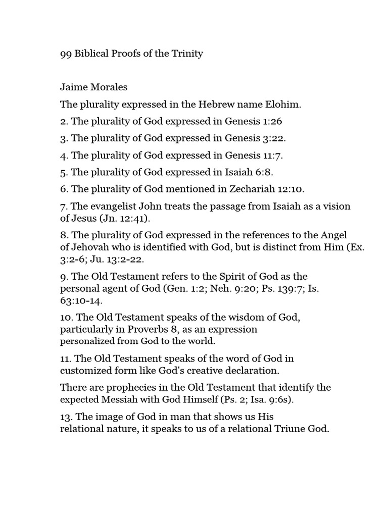 99 Biblical Proofs of The Trinity | PDF | Trinity | Jesus