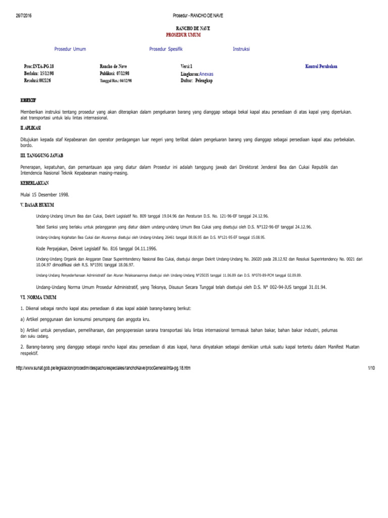 Prosedur - RANCHO DE NAVE PDF | PDF