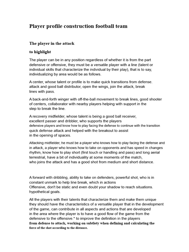 Versatile Player Profiles in Football | PDF | Team Sports | Ball Games