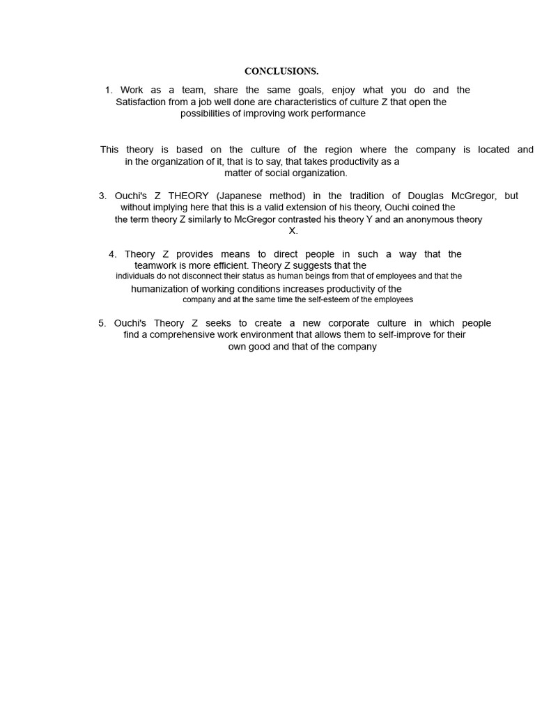 Conclusions Z Theory | PDF
