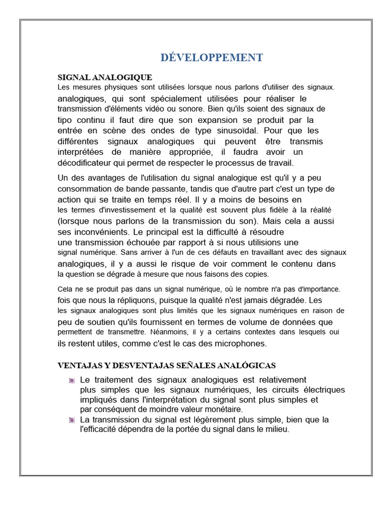 Avantages et inconvénients des signaux analogiques | PDF | Analogique ...