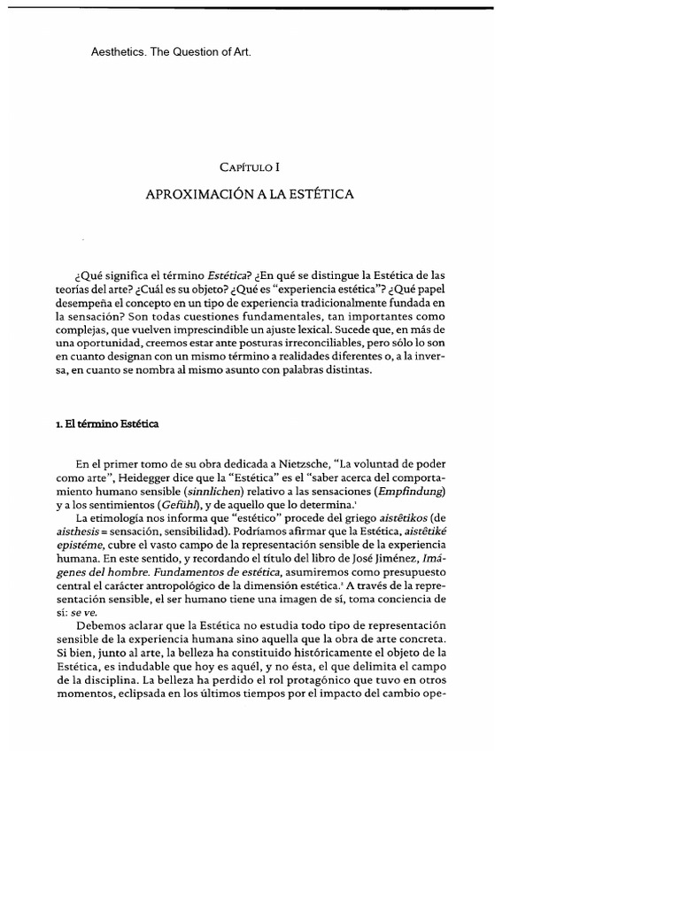 Oliveras, E. Chapter 1. Approach To Aesthetics PDF | PDF