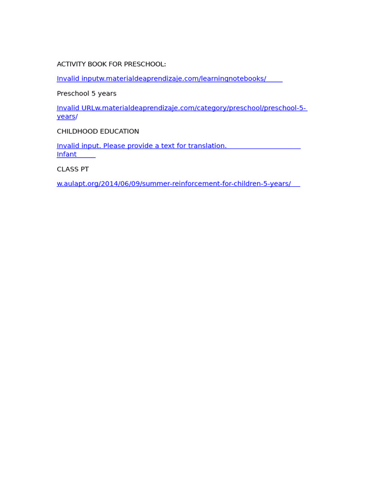 Activity Workbook For Preschool | PDF