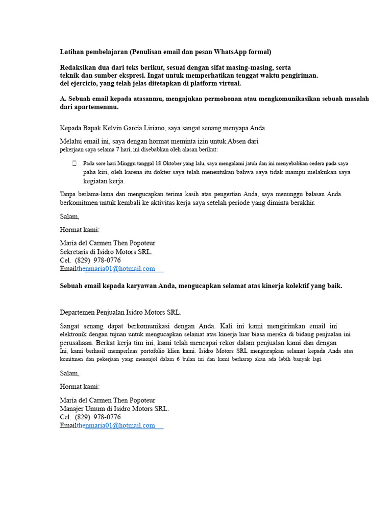 Contoh Penulisan Email Formal | PDF