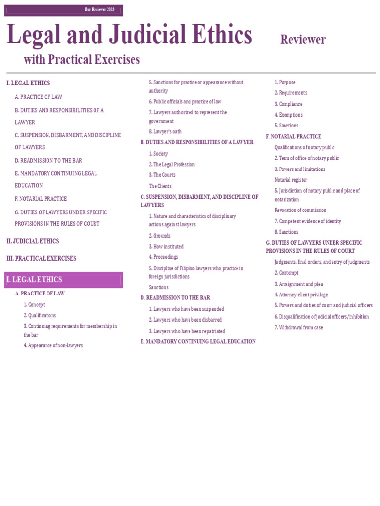 2023 Legal Ethics Review Guide | PDF | Lawyer | Practice Of Law