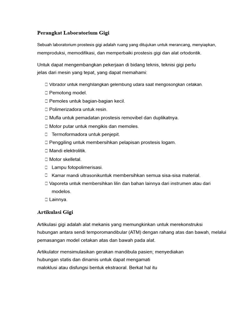 Peralatan Laboratorium Gigi | PDF
