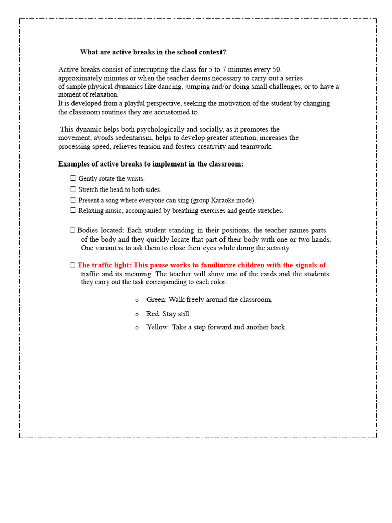 Understanding Active Breaks in Schools | PDF | Autism | Teachers
