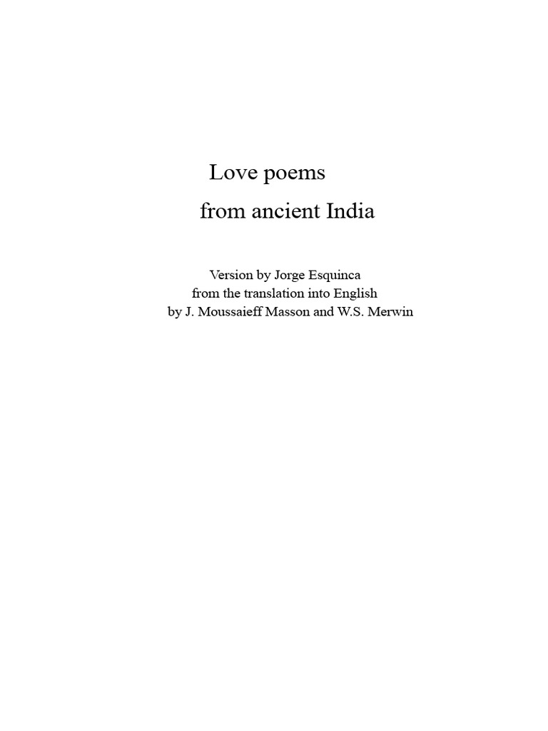 Ancient Indian Love Poems Collection | PDF | Poetry | Translations