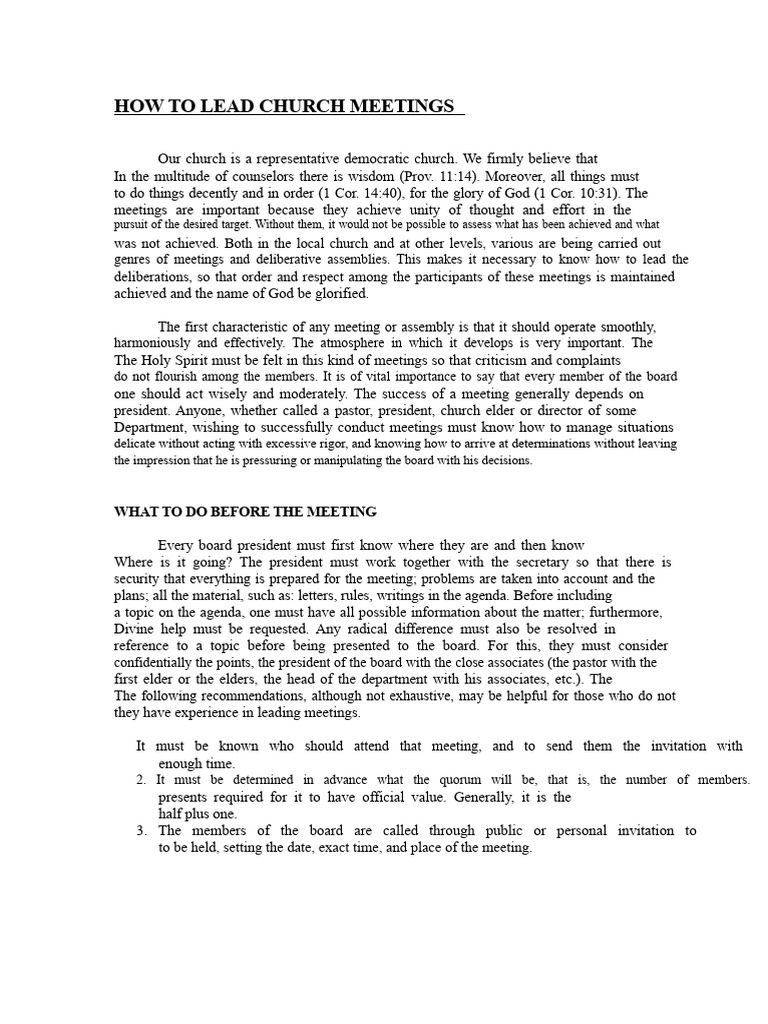 Effective Church Meeting Leadership Guide | PDF