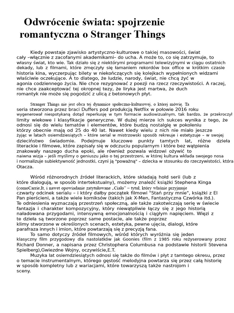 Odwrócony Świat Stranger Things | PDF