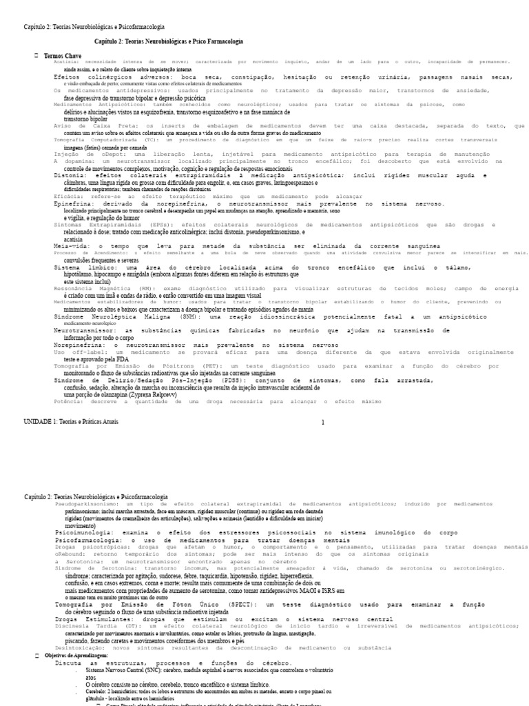 Capítulo 2 - Teorias Neurobiológicas e Psicofarmacologia | PDF ...