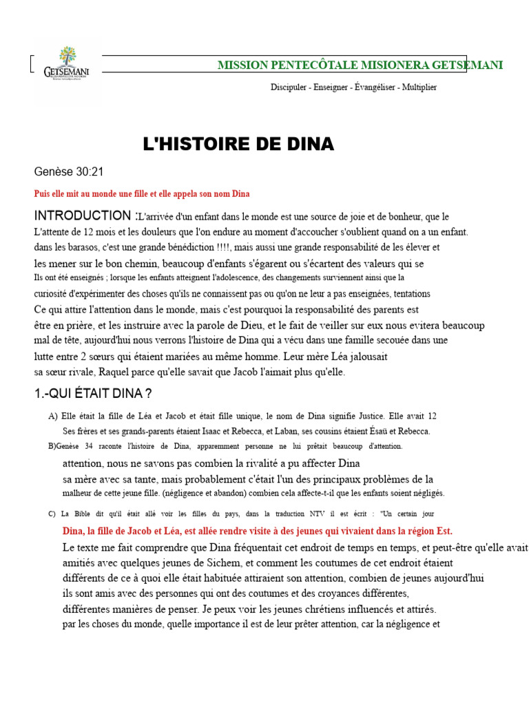 L'histoire de Dina | PDF | Jacob