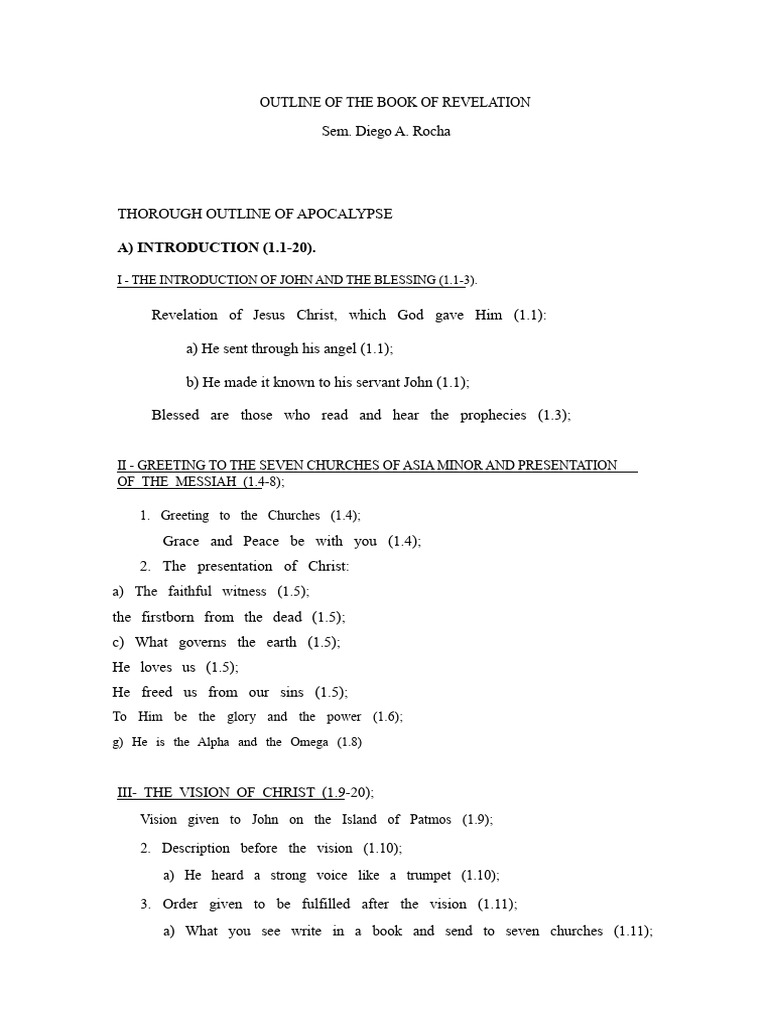 Outline of The Book of Revelation | PDF | Book Of Revelation ...
