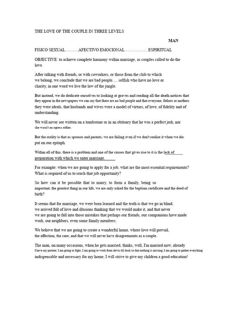THE LOVE OF THE COUPLE IN THREE LEVELS.docx | PDF | Love | Marriage