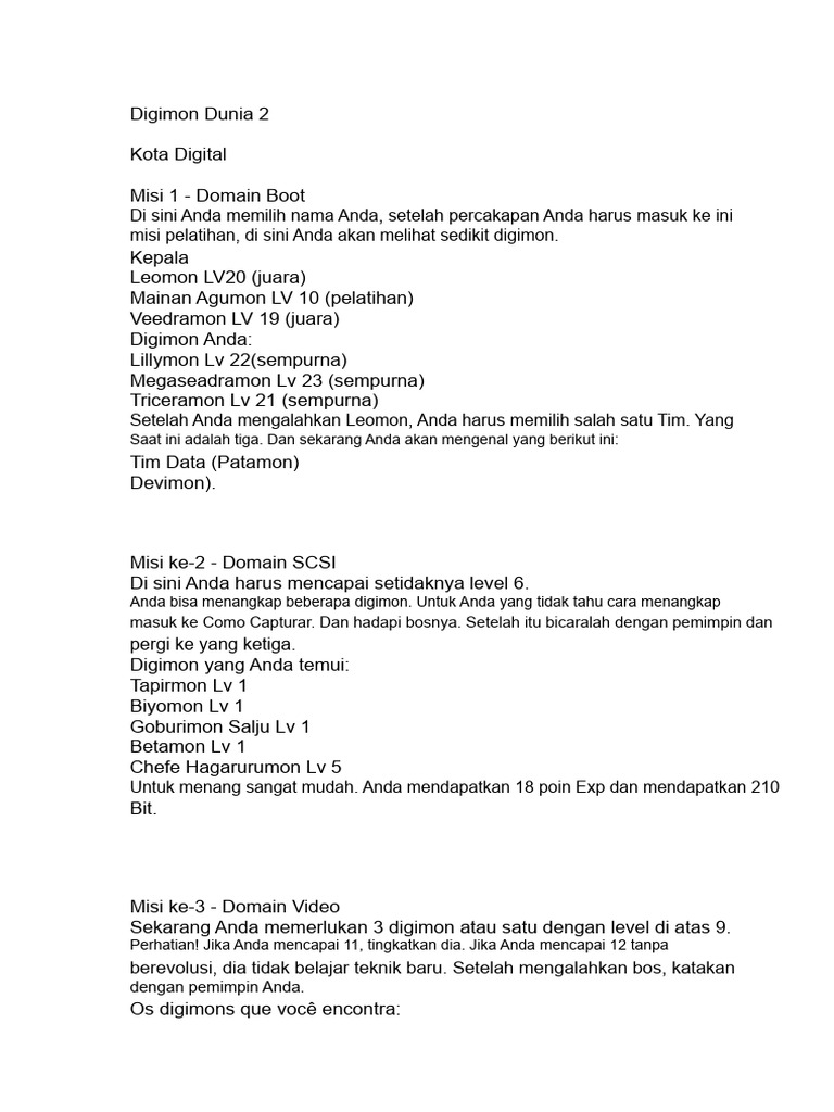 Panduan Digimon World 2 | PDF
