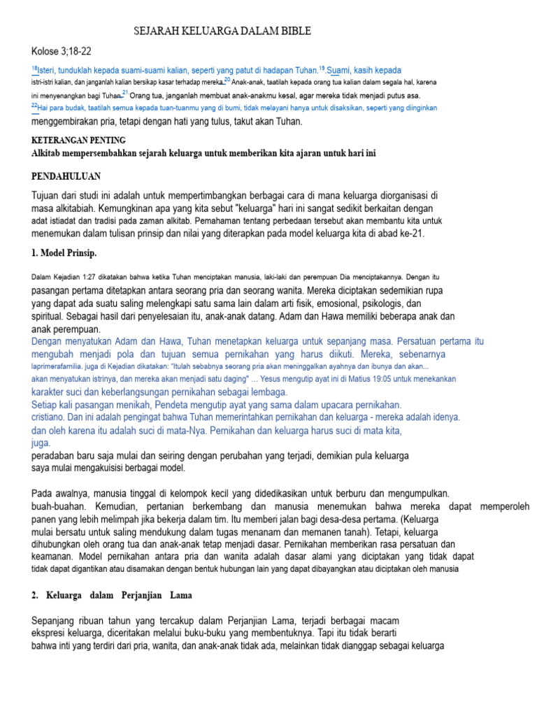 Sejarah keluarga dalam Alkitab | PDF