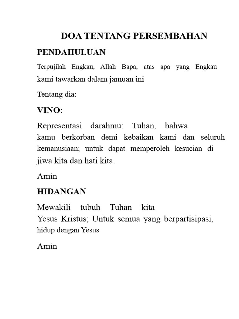 Doa Tentang Persembahan | PDF