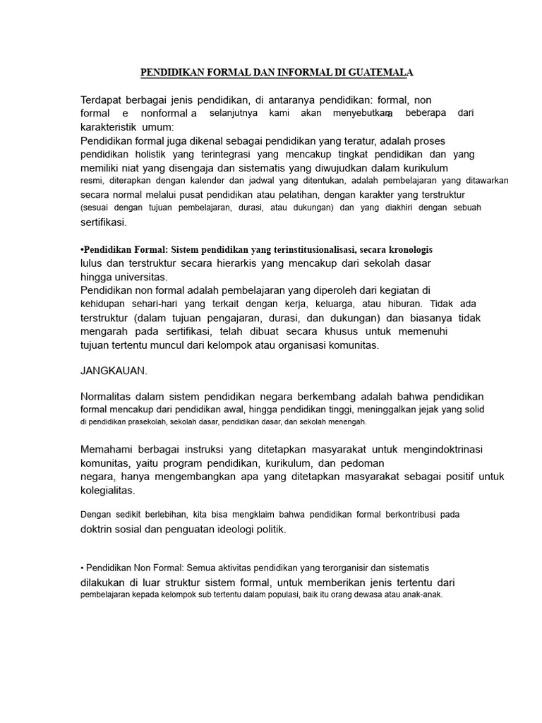 Pendidikan Formal dan Informal di Guatemala | PDF