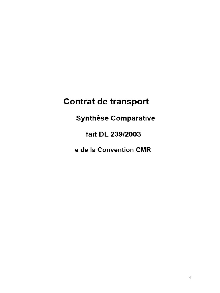 Contrat de Transport CMR: Guide Pratique | PDF | Transport | Économie