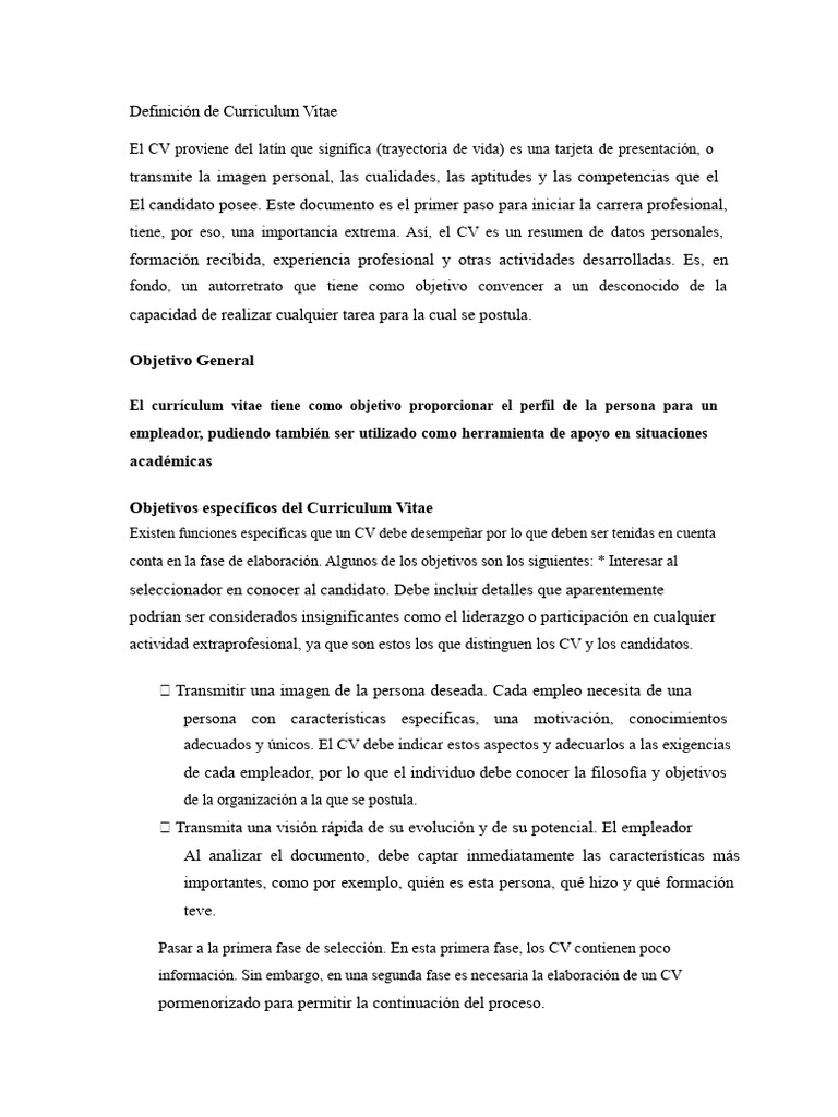 Definición y Estructura del CV | PDF | Plan de estudios | Comunicación ...