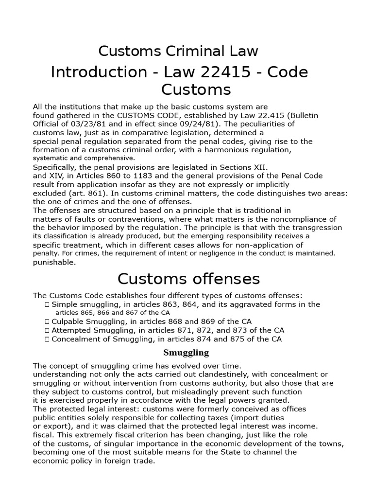 Understanding Customs Criminal Law | PDF | Crimes | Crime & Violence