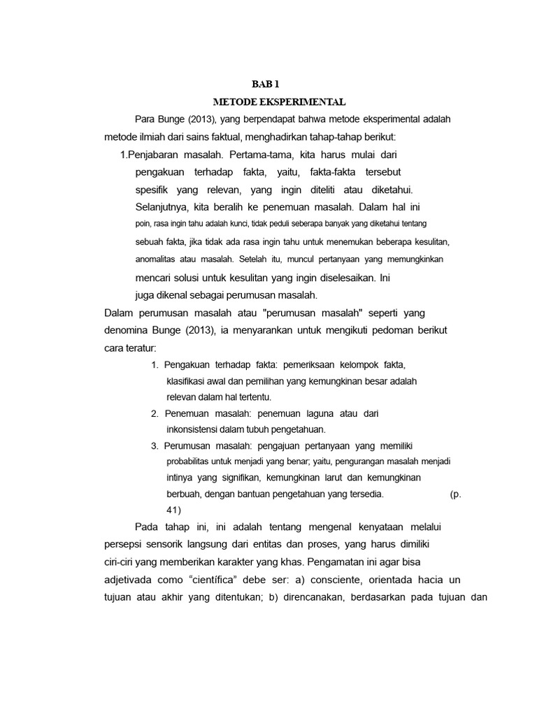 Metode Eksperimental Menurut Mario Bunge | PDF