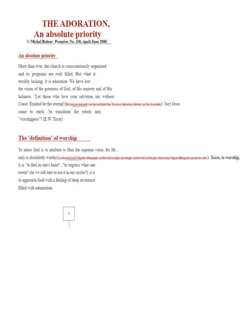 Worship Is An Absolute Priority. | PDF | Worship | God