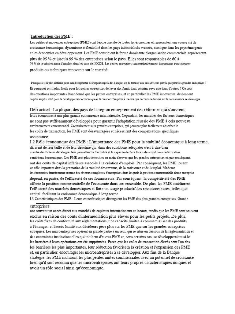 Importance et défis des PME dans l'économie | PDF | Banques | Business