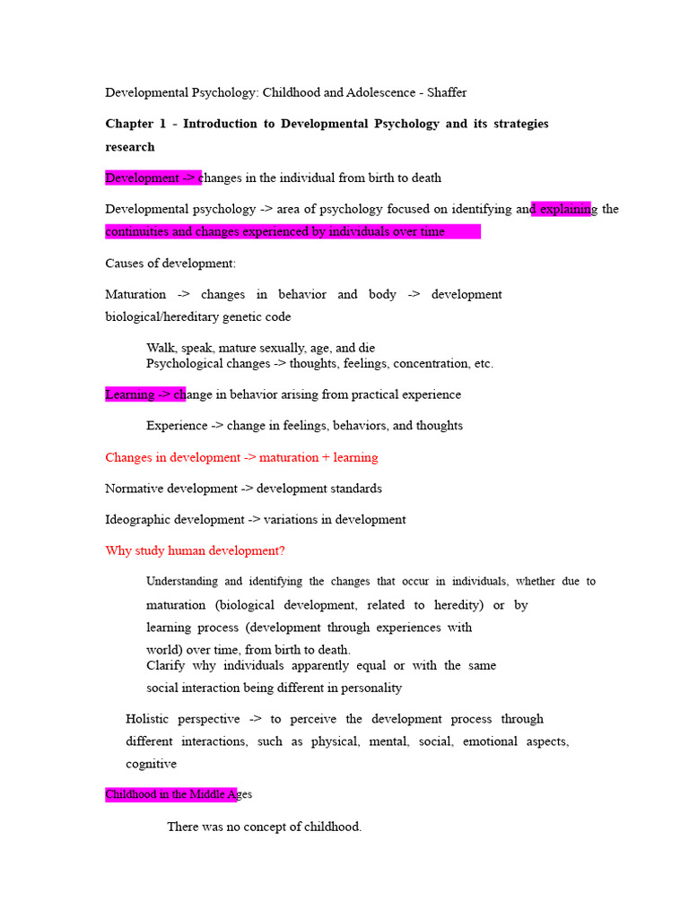 Introduction to Developmental Psychology | PDF | Developmental ...