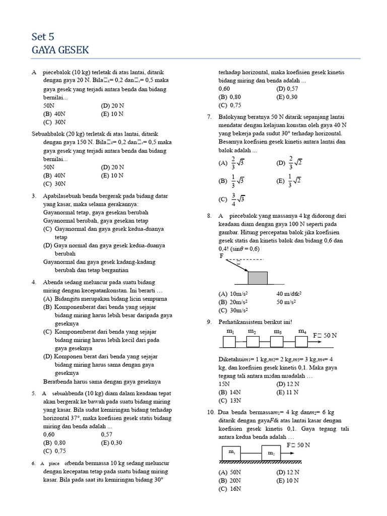 Soal-Soal Gaya Gesek | PDF