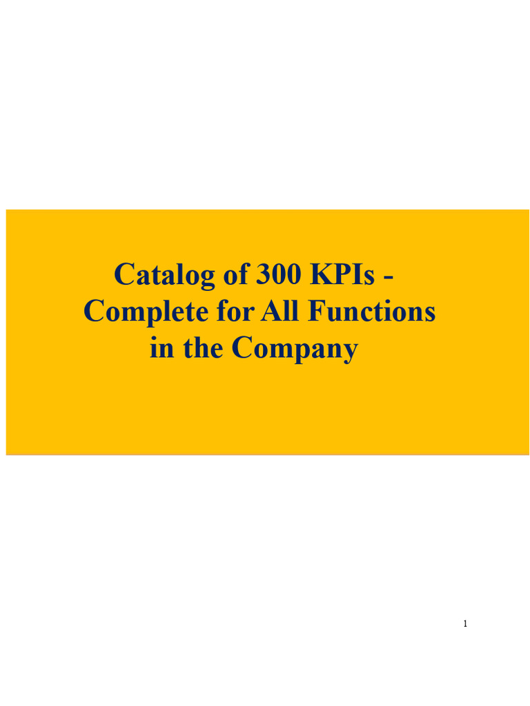 Comprehensive KPI Catalog: 300 Metrics | PDF | Sales | Brand