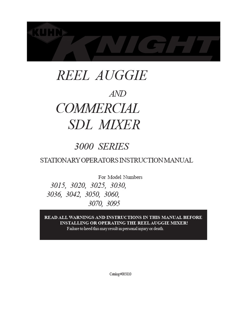 Reel Auggie Mixer 3000 Series Manual | PDF | Hay | Bearing (Mechanical)