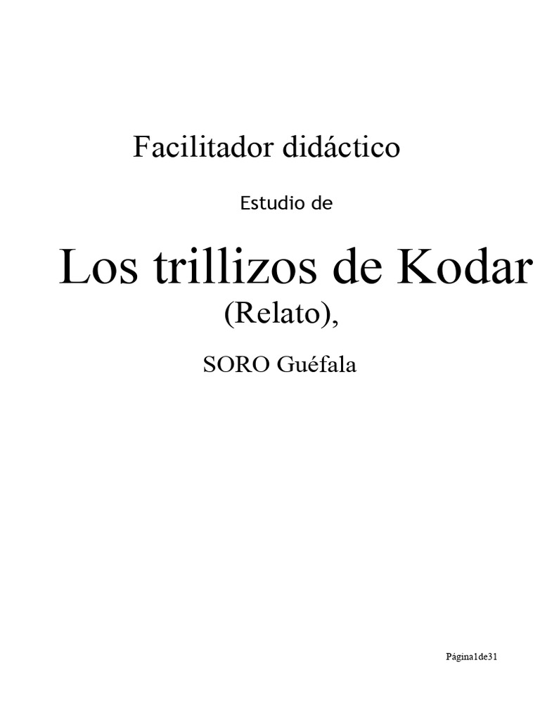 Estudio Didáctico de "Los Trillizos de Kodar" | PDF | Maestros ...