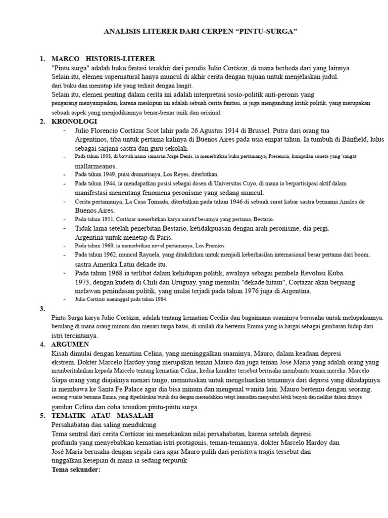 Analisis Literer Cuenti Pintu Surga | PDF