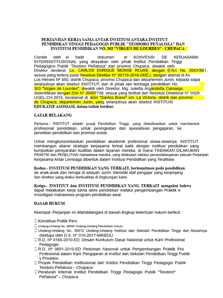 5 Model Perjanjian Magang | PDF