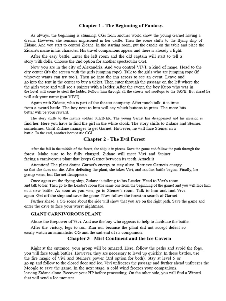 FF9 Chapter 1-5 Walkthrough Guide | PDF
