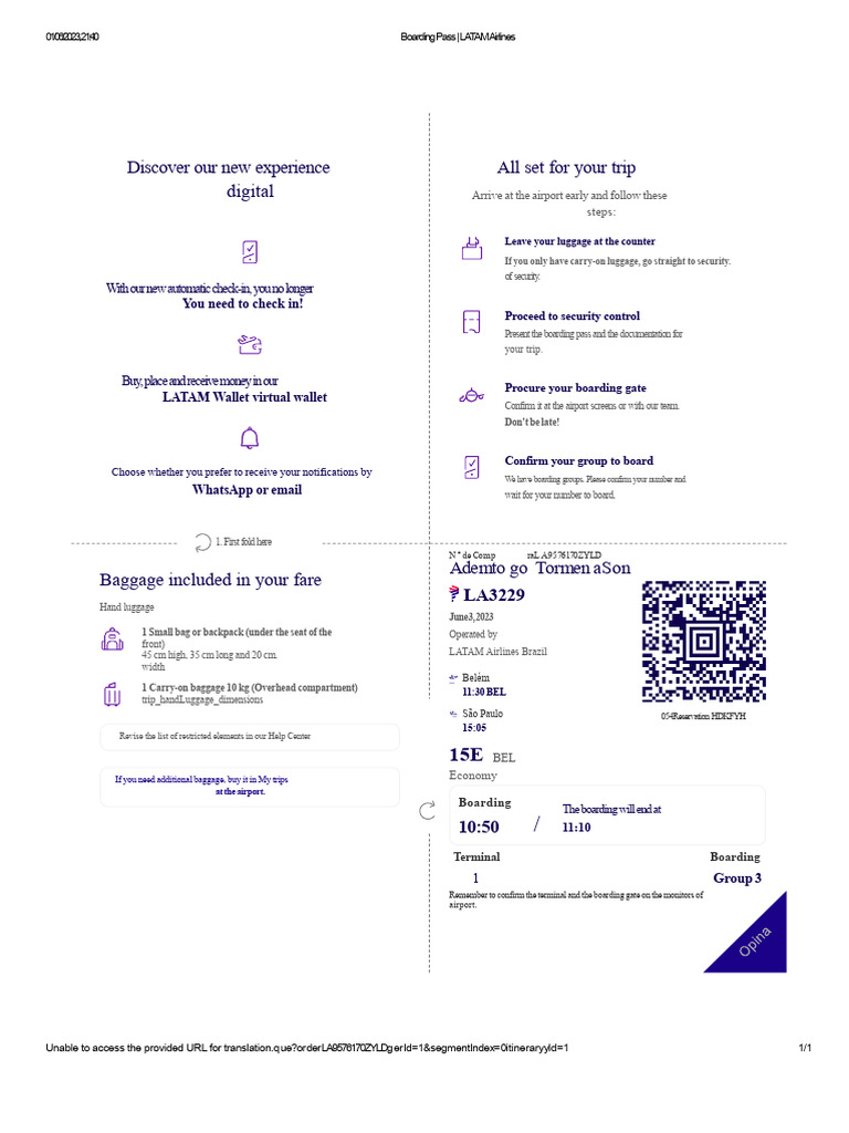 LATAM Airlines Boarding Pass Guide | PDF | Baggage | Aviation