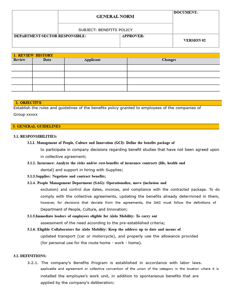 Employee Benefits Policy Overview | PDF | Life Insurance | Employment