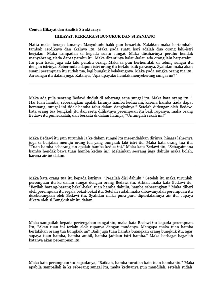 Contoh Hikayat Dan Analisis Strukturnya | PDF