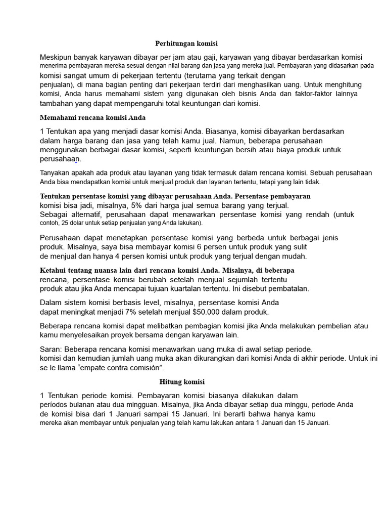 Perhitungan Komisi | PDF