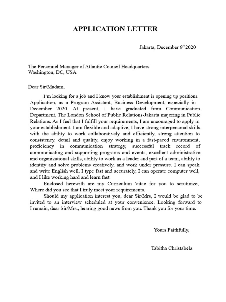 Application Letter - Tabitha Christabela - Atlantic Council - Assistant ...