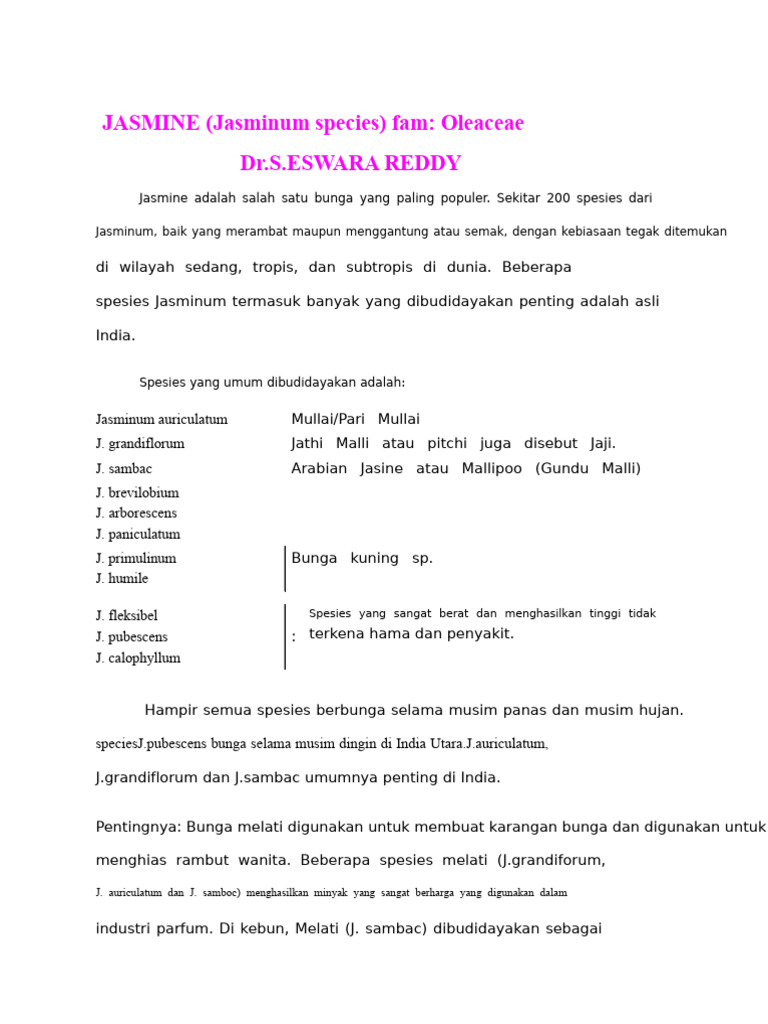 Panduan Budidaya Bunga Melati di India | PDF