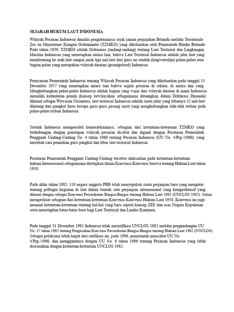 Sejarah Hukum Laut Indonesia dan UNCLOS | PDF